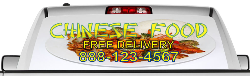Rear View Window Graphic Decal Sticker, Chinese Food Delivery 1 ...